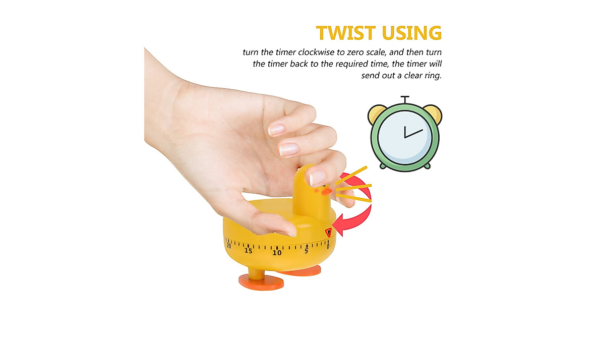 Angoily Yellow Duck Timer: Cute Mechanical 60-Min Kitchen Helper
