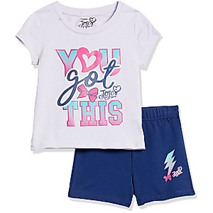 JoJo Siwa Toddler Girls' Graphic Tee & Shorts 2-Piece Set, True Navy, 4T