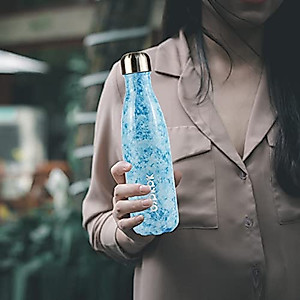 BJPKPK Insulated Water Bottles -17oz/500ml -Stainless Steel Water bottles,Sports water bottles Keep cold for 24 Hours and hot for 12 Hours,BPA Free kids water bottles for School-Marble Sakura