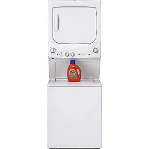 GE GUD27ESSMWW Unitized Spacemaker 3.8 Washer with Stainless Steel Basket and 5.9 Cu. Ft. Capacity Electric Dryer, White