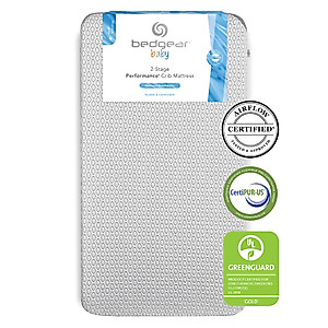 Bedgear Baby Hypoallergenic Air-X 2-Stage Infant and Toddler Breathable Crib Mattress – CertiPUR-US Certified and Airflow Certified with a Waterproof Removable and Machine Washable Cover