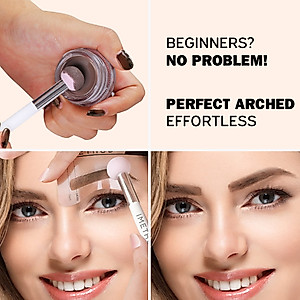 iMethod Eyebrow Stamp and Eyebrow Stencil Kit - Eye Brow Stamping Kit, Brow Stamp Kit, Brow Stencil and Stamp Kit, Brow Trio Eyebrow Kit, Perfect Bushy Eyebrows, Light Brown