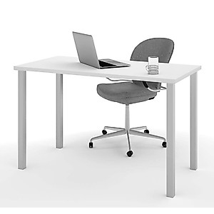 Bestar Universel Table Desk with Square Metal Legs, 24 Inch X 48 Inch, White