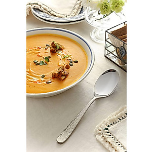 DANIALLI 10 Piece Serving Set, 18 10 Stainless Steel Hostess Set, Slotted Serving Spoon, Serving Spoon, Salad Serving Spoon/Fork, Butter Knife, Fidenza Hammered Set, Dishwasher Safe (Mirror Polished)