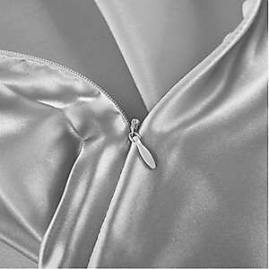 Pure Silk Pillowcase for Hair and Skin Made in USA, 22 Momme Zippered Silk Pillow Cases Standard Size, 6A Grade Organic Silk, Hypoallergenic, Anti Acne (Standard, Grey)