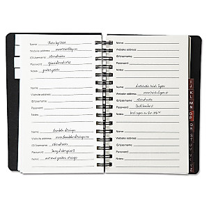 Current Black Password & PIN Keeper Book, 65 Pages, 4.5” x 5 ¾” Size Spiral Bound, Alphabetical Tabs, Plastic Cover Internet Organizer for Offline Website, Login, & Username Storage