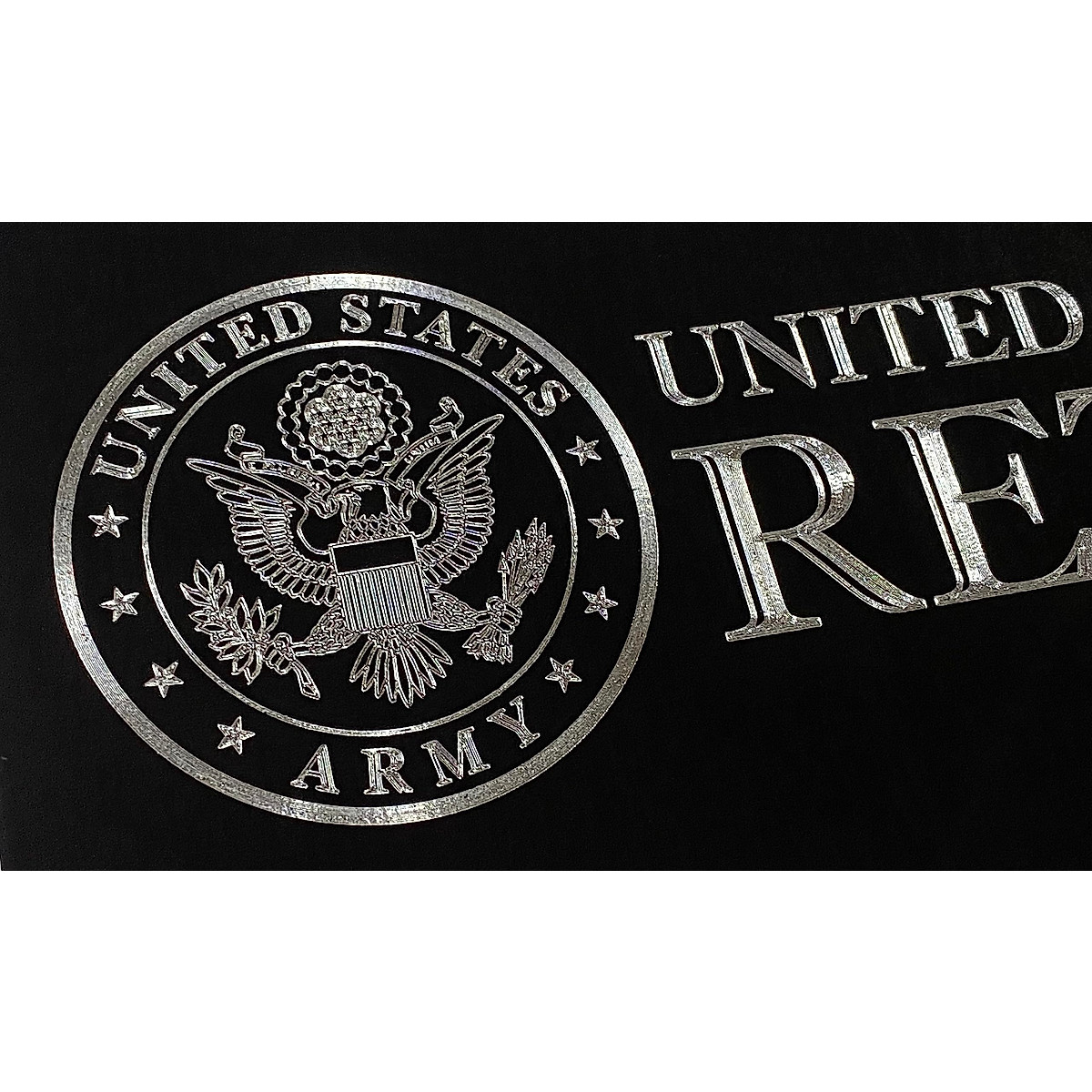 Engraved US Army Retired Car Tag Silver Diamond Etched on Black Aluminum Vanity Front License Plate Gift