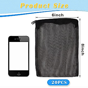 Yzzsjc 20pcs Aquarium Filter Media Bags High Flow Fish Tank Mesh Filter Bags 8x6inch Coarse Mesh Bags Reusable Filter Bags with Plastic Zipper for Biospheres,Ceramic Rings(Black)