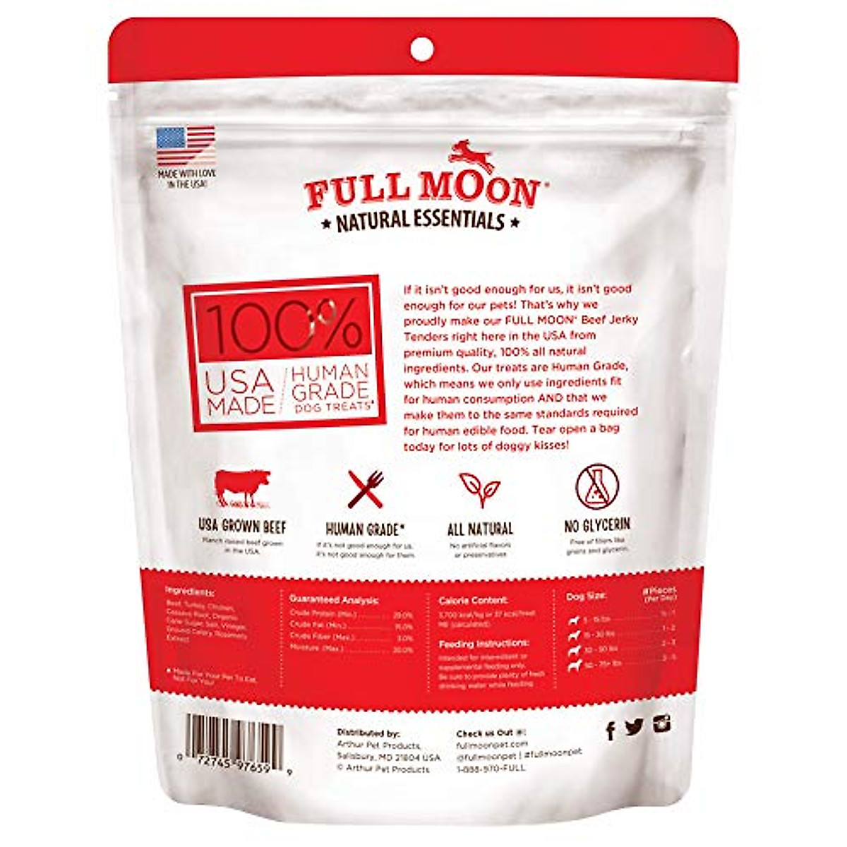 Full Moon All Natural Essentials Beef Jerky Tenders Free Range Human Grade 24 oz