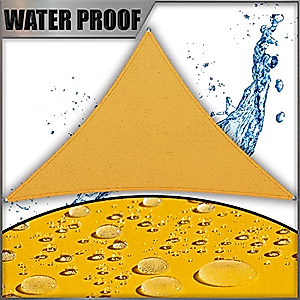 Amgo 16' x 16' x 16' Yellow Triangle Waterproof Sun Shade Sail Canopy Awning Shelter, 95% UV Block Water Resistant AMTADT16, Garden Carport Outdoor Patio (We Customize)