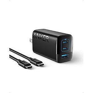 Anker 67W USB C Charger, 3 Port PIQ 3.0 Compact and Foldable Fast Charger for MacBook Pro, iPad, Galaxy, Pixel, iPhone and More (5ft USB C to USB C Cable Included)