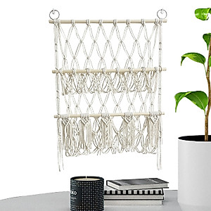 Sinolmaibe Stuffed Animal Hammock, Double Layer Woven Toy Net With Tassels, Net Bag Storage Rack Bookshelf Hammocks Home Decor Book Shelves, Stuffed Animal Toy Storage Holder