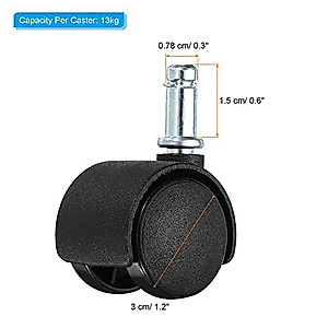 PATIKIL 1 Inch Swivel Casters, 8 Pack Nylon 360 Degree Universal Circlip Swivel Stem Wheels for Chair Furniture Replacement, Black