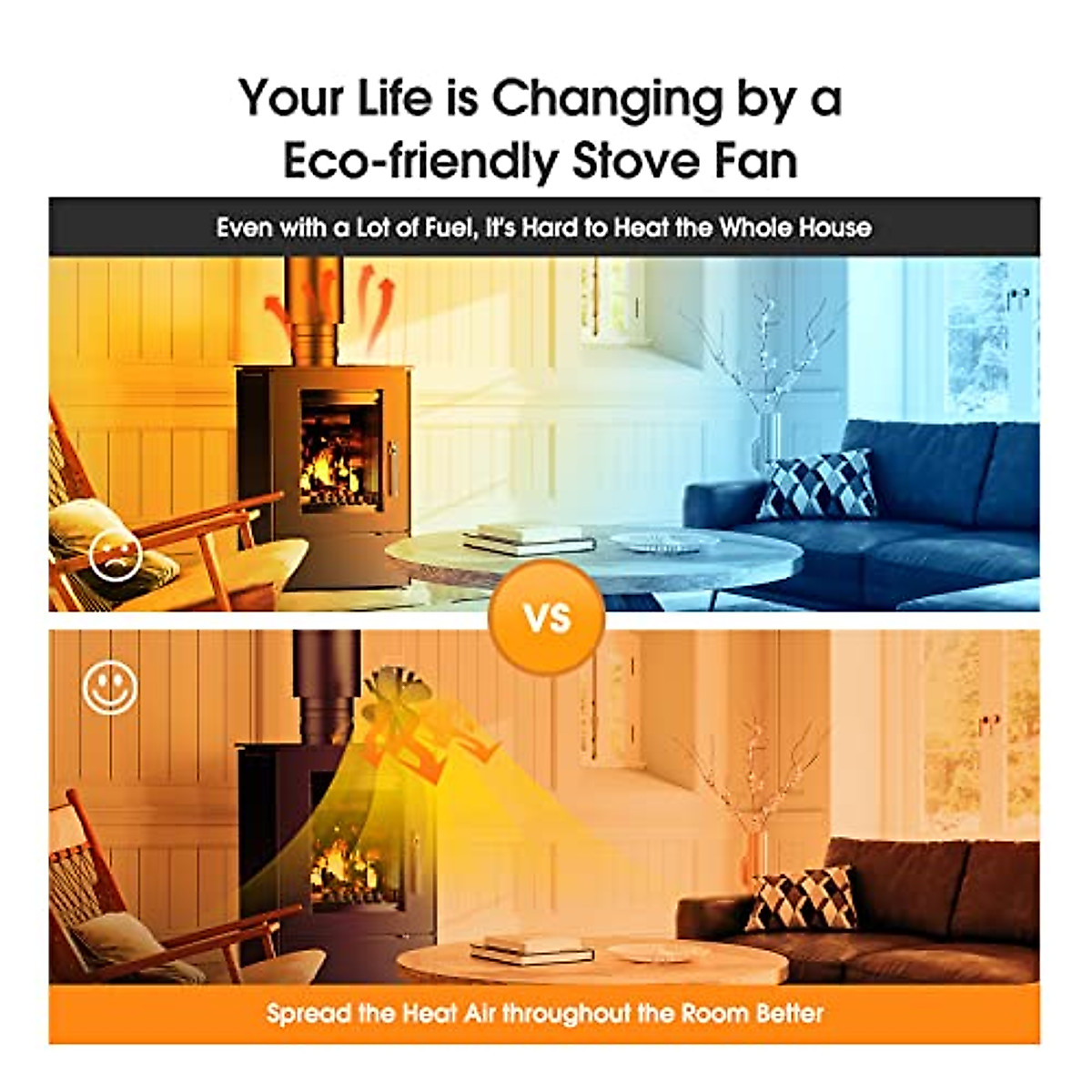 dskaoo Wood Stove Fan Heat Powered Non Electric, 4 Blades Fireplace Fan Save Energy, Efficient Heat Distribution, Quiet Wood Burning Stove Fan Thermal Fan for Buddy Heater/Gas Stove