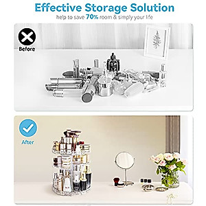 Kingtaily Rotating Makeup Organizer Spinning Makeup Organizer for Vanity, 360 Rotation with 6 Adjustable Layers, Large Capacity Vanity Organizer Skin-care Organizers Clear Perfume Organizer