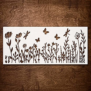 Large 16x12 Inch Wildflower Stencil for Painting on Wood, Canvas - Reusable Drawing Stencils for Crafts, Wall, Art, Furniture - Wildflower Stencil - Floral Stencils