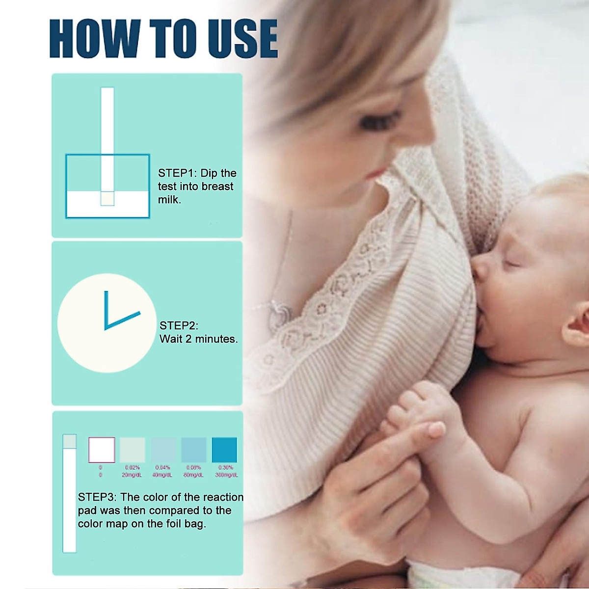 25pcs Alcohol Milk Tests, Breastmilk Test Strips, Disposable Moms Lactation Breastfeeding Test Strips - Accurate Results, 120s Fast Detection