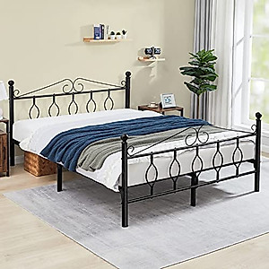 GreenForest Full Size Bed Frame with Headboard Heavy Duty Metal Platform Bed Frame with Underbed Storage No Box Spring Needed Mattress Foundation, Black
