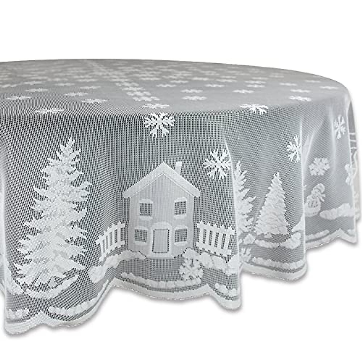 Pleaseedo 𝐗𝐌𝐀𝐗 𝐆𝐈𝐅𝐓 Christmas Lace Tablecloth, Round Lace Tablecloth for Round Table 70 Inch, White Snowflake Christmas Lace Table Cover, Round Tablecloths for Holiday Party Decoration