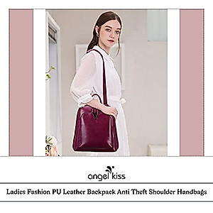 Backpack Purses for Women Angelkiss Ladies Fashion PU Leather Backpack Anti Theft Shoulder Handbags
