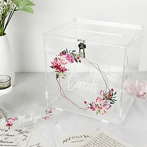 FCDECOR Acrylic Wedding Card Box with Lock, Clear Card Boxes for Wedding Reception DIY Gift Card Box for Wedding with Slot, Baby Showers, Birthdays, Bridal, Graduation Party Supplies
