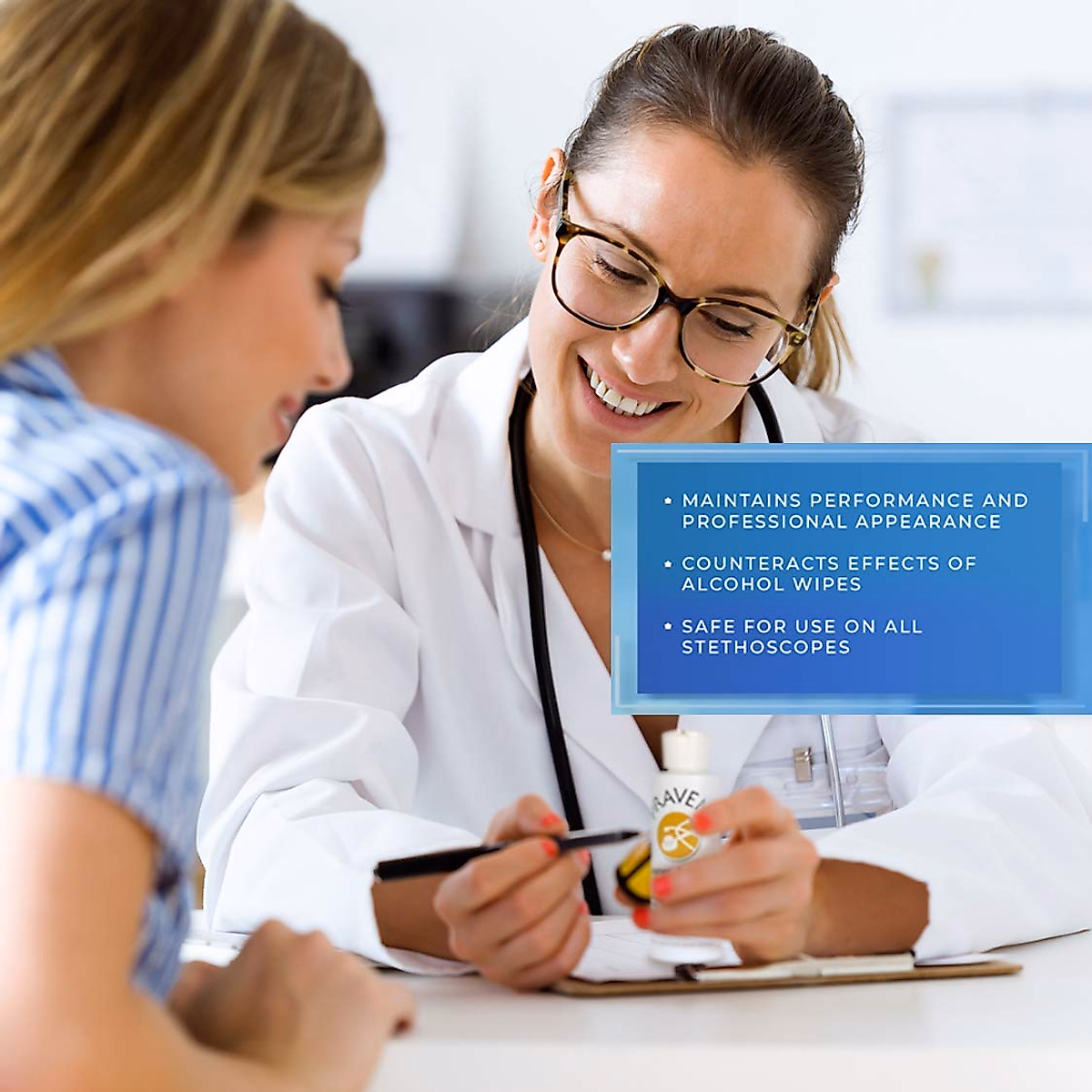 Praveni Stethoscope Cleaner, Restorer, Protector - Safely Improves Appearance of All Stethoscopes, Restores and Prevents Premature Aging