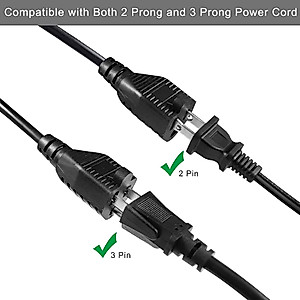 LOKEKE Replacement AC Y Splitter Extension Cable, 3 Prong 1 to 2 Outlet TV Power Cord Cable for Computers Moniters Laptops Printers, 10A 250V Universal Extension Cable