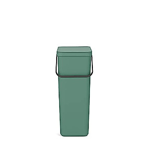 Brabantia Sort & Go Kitchen Recycling/Garbage Trash Can (10.6 Gal/Fir Green) Large Refuse Organiser with Handle & Removable Lid, Easy Clean, PerfectFit Bags Included