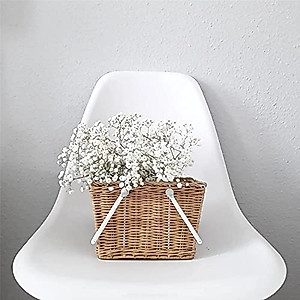 Cute Summer Bell Piki Basket Natural Vintage Rattan Woven Portable Picnic Basket Multifunctional Storage Box