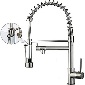 Kitchen Faucet with Pull Down Sprayer Contemporary Single Handle Kitchen Sink Faucet GAPPO Solid Brass Spring Kitchen Faucet Brushed Nickel