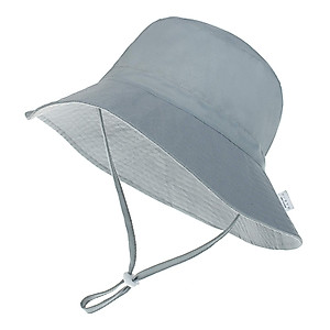 Century Star Baby Sun Hat Summer UPF 50+ Baby Boy Girl Hats Toddler Beach Bucket Hats Wide Brim Kids Sun Protection Caps C Navy & Grey 0-6 Months