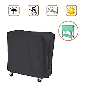 GEZICHTA Cooler Cart Cover Black Waterproof Outdoor Patio Cooler Cover Protection for Beverage Cart Rolling Ice Chest