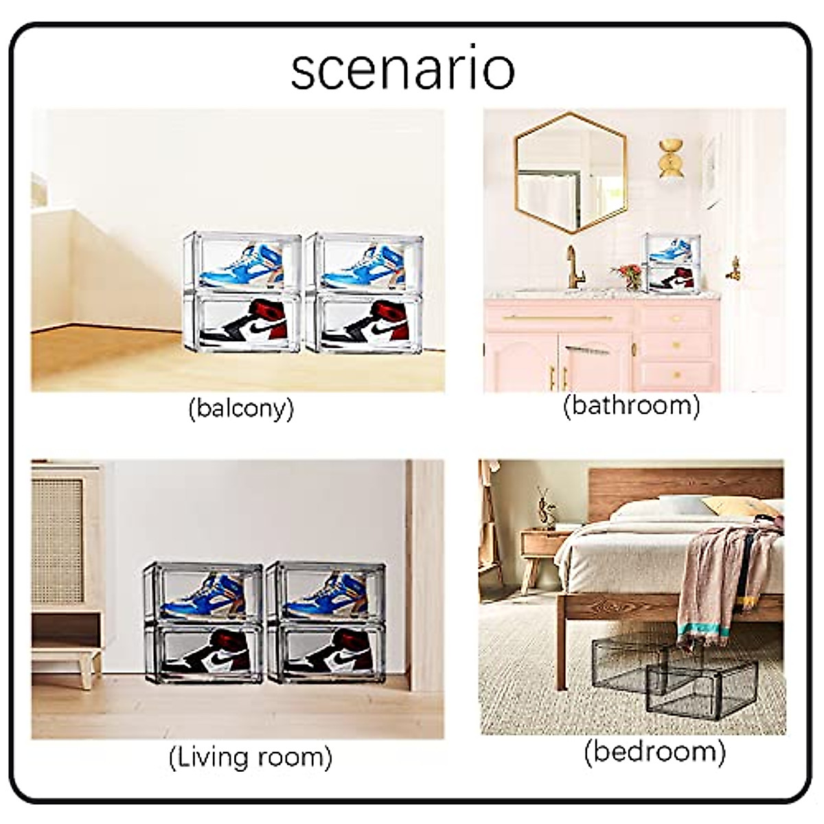 1Pack Shoe Display Case, Hard Plastic Shoe Boxes Stackable, Shoe Storage Box with Lid Clear Shoe Container Stackable Sneakers Organizer Magnetic Shoe Box, Sneaker Storage Fit up to US Size 14