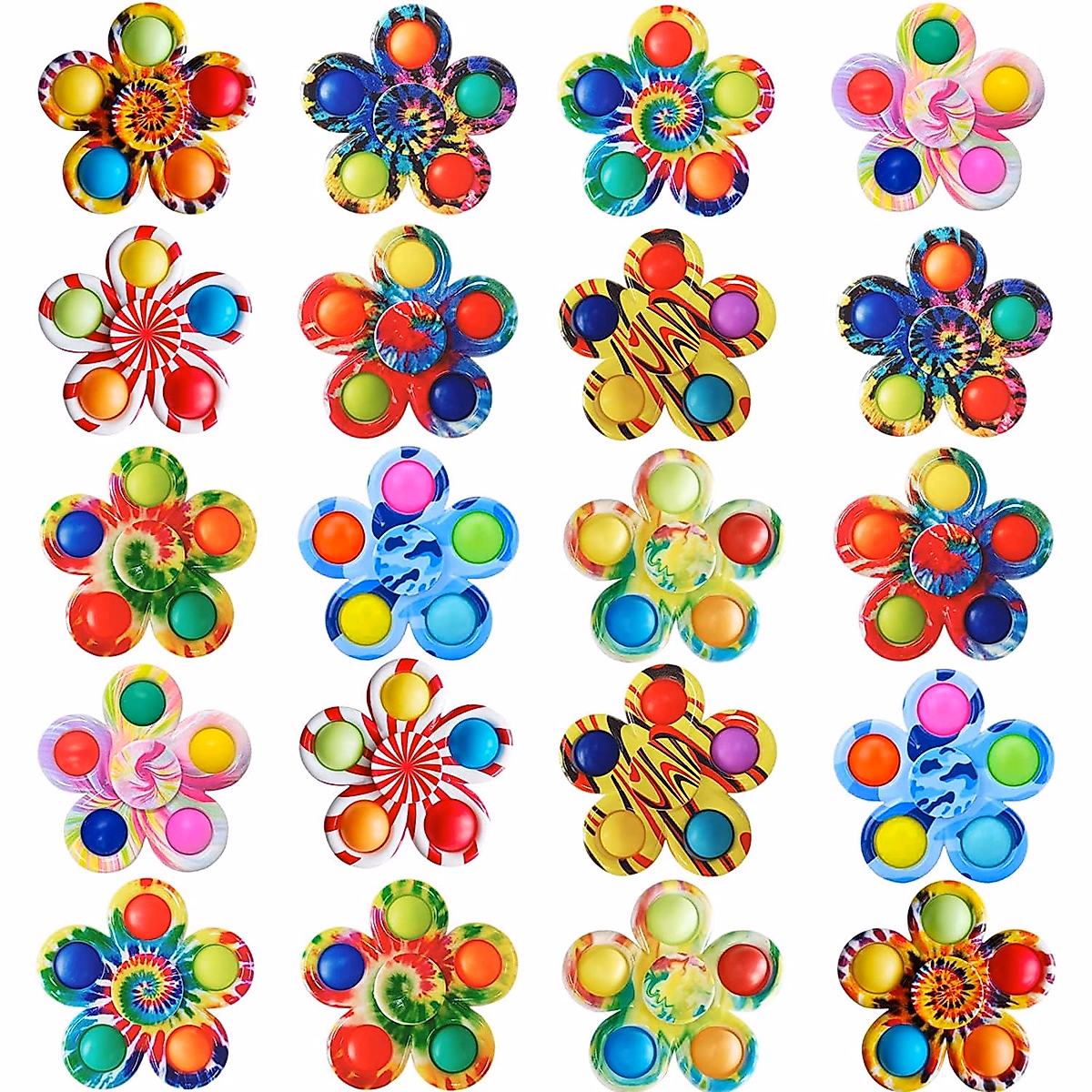 20 Pcs Pop Bubble Fidget Spinners for Party Favors, Hand Fidget Bulk Toys for Classroom Prizes, Halloween Christmas Valentine Gifts for Kids Goodie Bag Stocking Stuffers