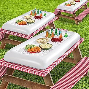 Sorbus White Inflatable Drinks & Food Serving Bar with Drain Plug (3 Salad Bars)