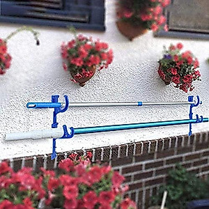 TPALPKT Pool Pole Hanger Leaf Rakes Vacuum Hose with Screw Purpose Brushes Multi Holder Garden Skimmers Tools Outdoor Plastic Blue