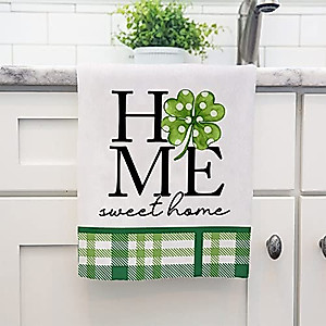 ARKENY St Patricks Day Green Polka dot Shamrock Kitchen Towels Dish Towels St. Patrick's Day Decorations for Home Décor Ultra Absorbent Bar Drying Cloth 18x26 Inch Hand Towel for Cooking Set of 2