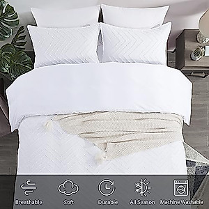 HOMBYS Oversized King Duvet Cover Set 120x120,Cream White Tufted Duvet Cover with 2 Pillowcases, Boho Duvet Cover Set for All Season with Zipper Closure, Shabby Chic 3 Pieces Soft Bedding Set