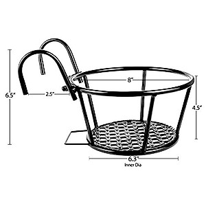 Kingbuy Balcony Rail Planters Hanging Railing Plant Holder Stand Flower Pot Basket for Fence Patio Deck Planter Outside and Indoor, 3 Pack, Black (Removable)