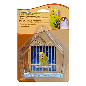 PENN-PLAX Bird-Life Trimmer Plus Cement Bird Swing – Naturally Trims Nails & Beak – Assorted Colors – 4” Wide
