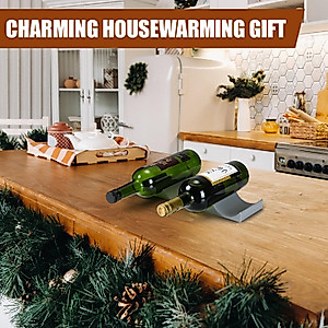 Thyle 10 Pcs European Style Wine Rack Countertop Refrigerator Bottle Display Mat Anti Slip Fridge Wine Bottle Holder Horizontal Storage Cabinet Shelf Bottle Organizer for Kitchen, Dark Gray