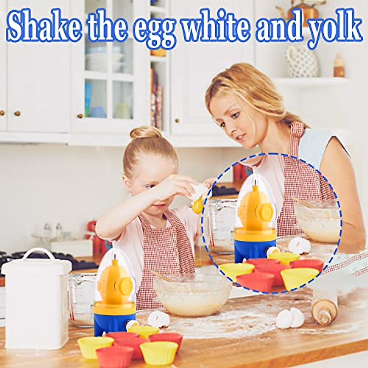 AGSIXZLAN Egg Yolk Mixer,Quick Golden Manual Egg Mixer Portable Egg Maker,Eggs Shaker Egg Spinner for Kitchen Mixing Egg Whites and Yolks