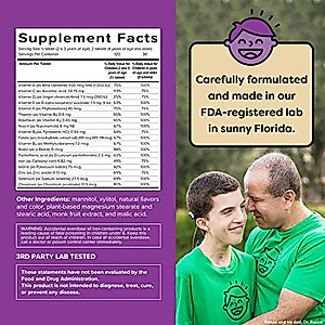 Renzo's Picky Eater Kids Multivitamin - Vegan Multivitamin for Kids with Iron, Vitamin C, and Zero Sugar, Dissolvable and Easy To Take Kids Vitamins, Cherry Flavored Childrens Vitamins [60 Melty Tabs]