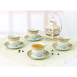 Lorren Home Trends Chloe-4 Cups and Saucers, One Size, Gold