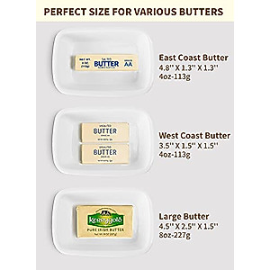 Airtight Better Dish with Lid for Countertop, Large Butter Dish with Cover, Porcelain Butter Keeper for East West Coast Butter and 8oz Butter, White - Better Butter