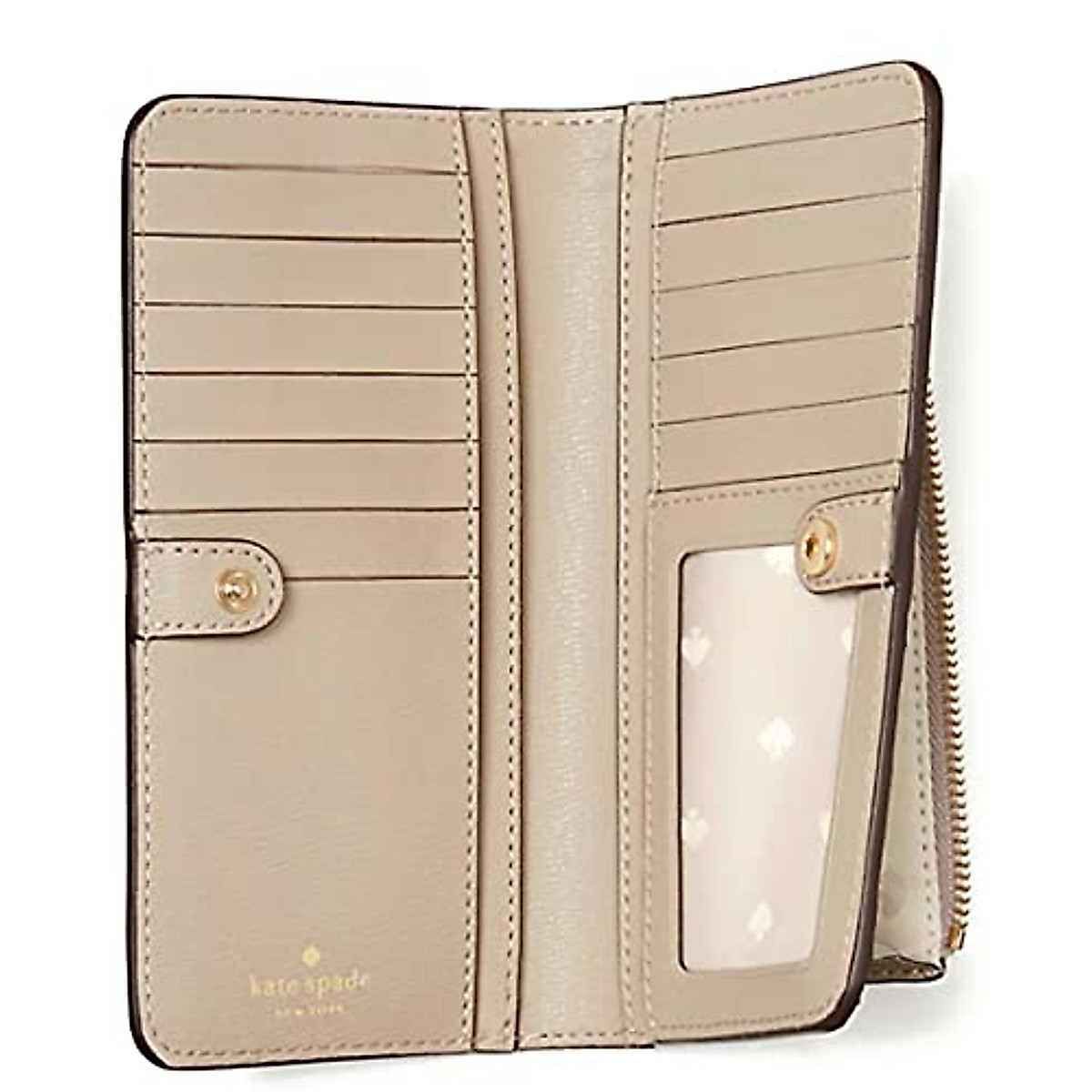 Kate Spade New York Darcy Large Slim Bifold Leather Wallet In Warm Taupe
