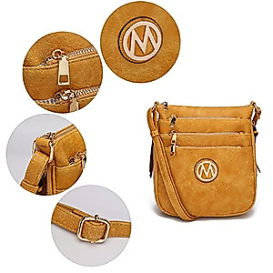MKF Crossbody Bag for Women – PU Leather Expandable Messenger Purse – Designer Pocketbook Handbag Shoulder Strap