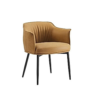 Art Leon Faux Leather Accent Chair, Mid Century Modern Arm Chair, Upholstered Living Room Chair with Metal Legs for Kitchen Bedroom Office, Light Brown