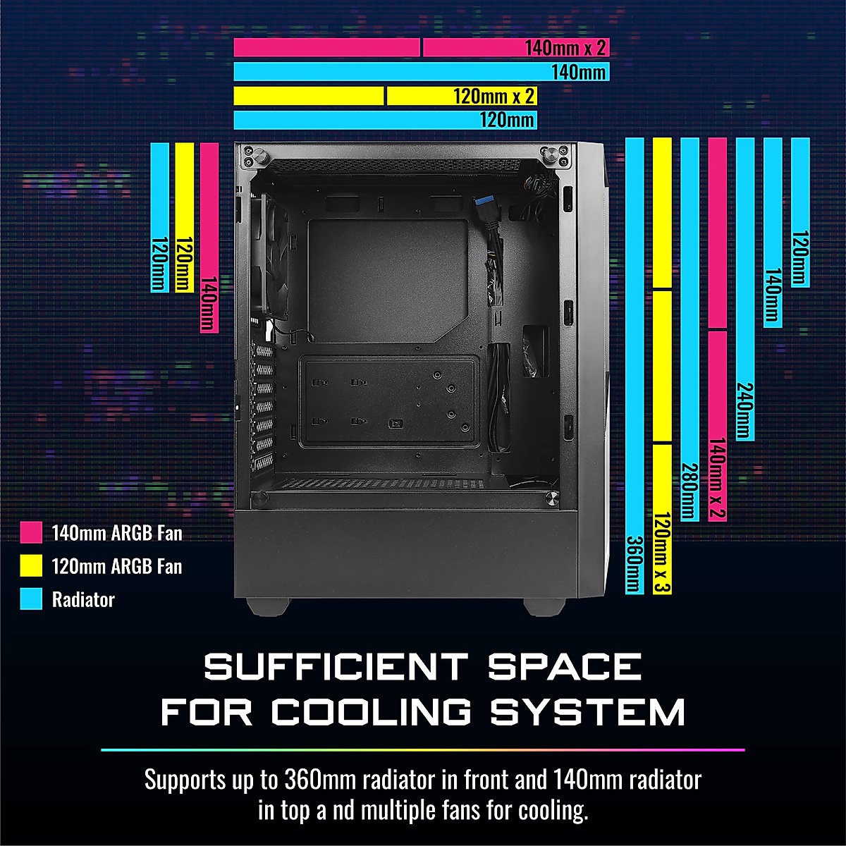 Raidmax ATX Desktop Computer Gaming PC Case Mid Tower PC Case with addressable RGB x3 ARGB Fans ATX PC Case USB 3.0 Tempered Glass PC Case Mesh Window Computer Case with 3 ARGB LED Black PC Case -X627