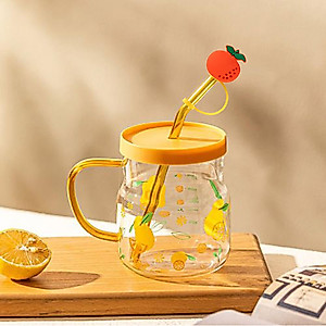 SAMOKA Silicone Straw Cover,10 PCS Straw Tip Cap Reusable Drinking Straw Toppers,Silicone Straw Plugs Reusable Fruit Shape Straw Protector